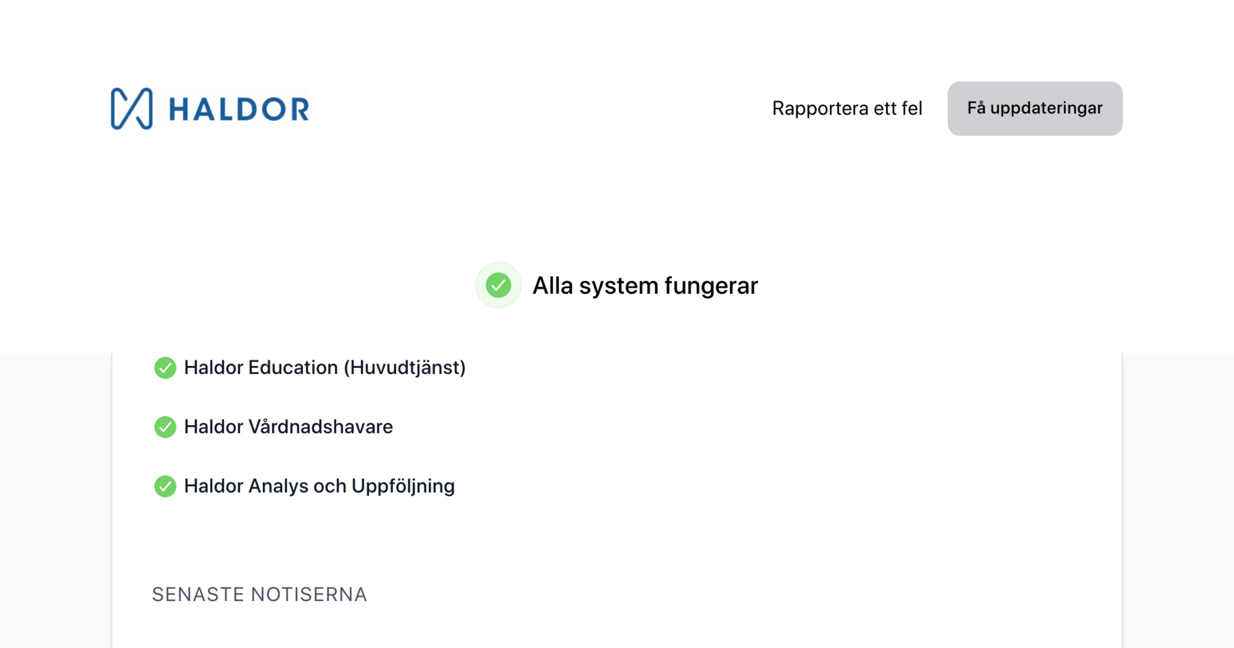 Haldor Driftinformation